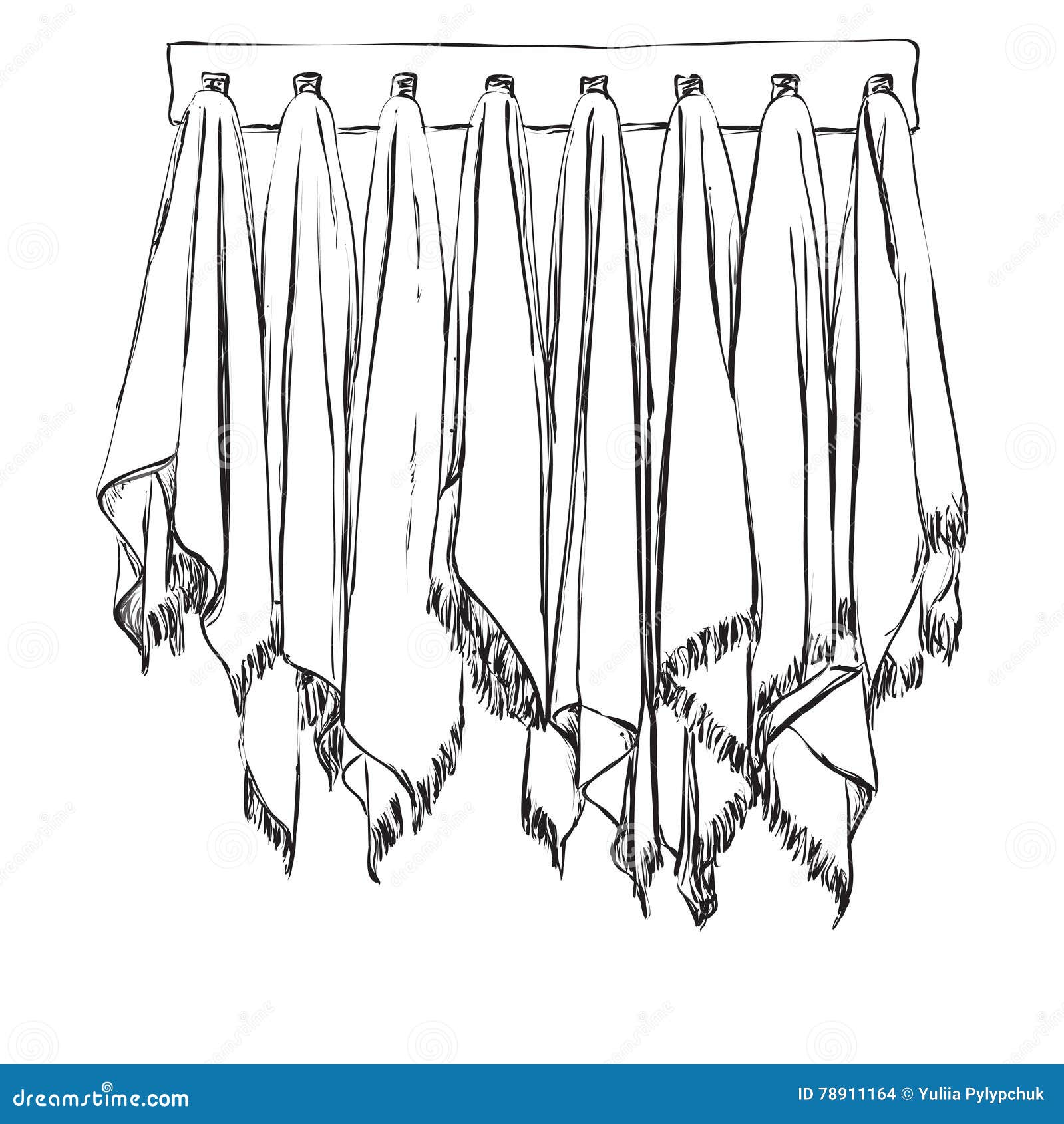 Scarf Hand Drawn. Scarver on the Hanger Stock Vector - Illustration of ...
