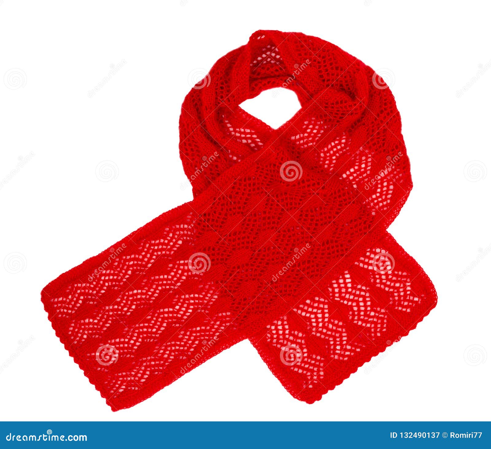 Scarf Knitted Handwork. Red Woolen Scarf Stock Image - Image of knitted ...