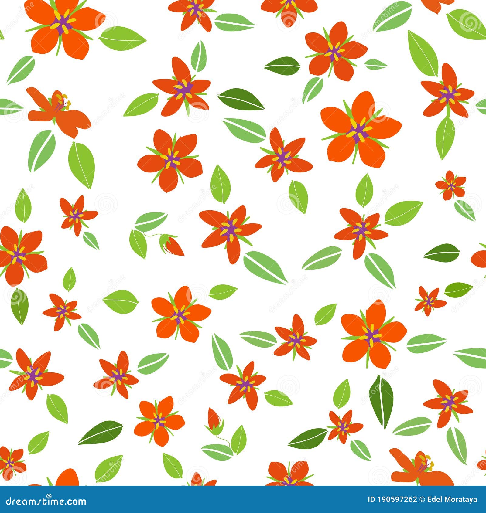 Scarlet Pimpernel Flat Illustration Seamless Repeat Pattern Stock ...