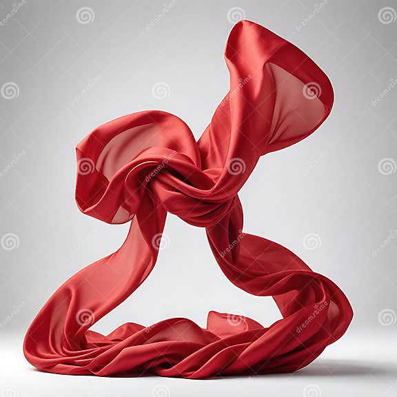 Araffe Red Fabric Flowing in the Wind on a White Surface Stock ...