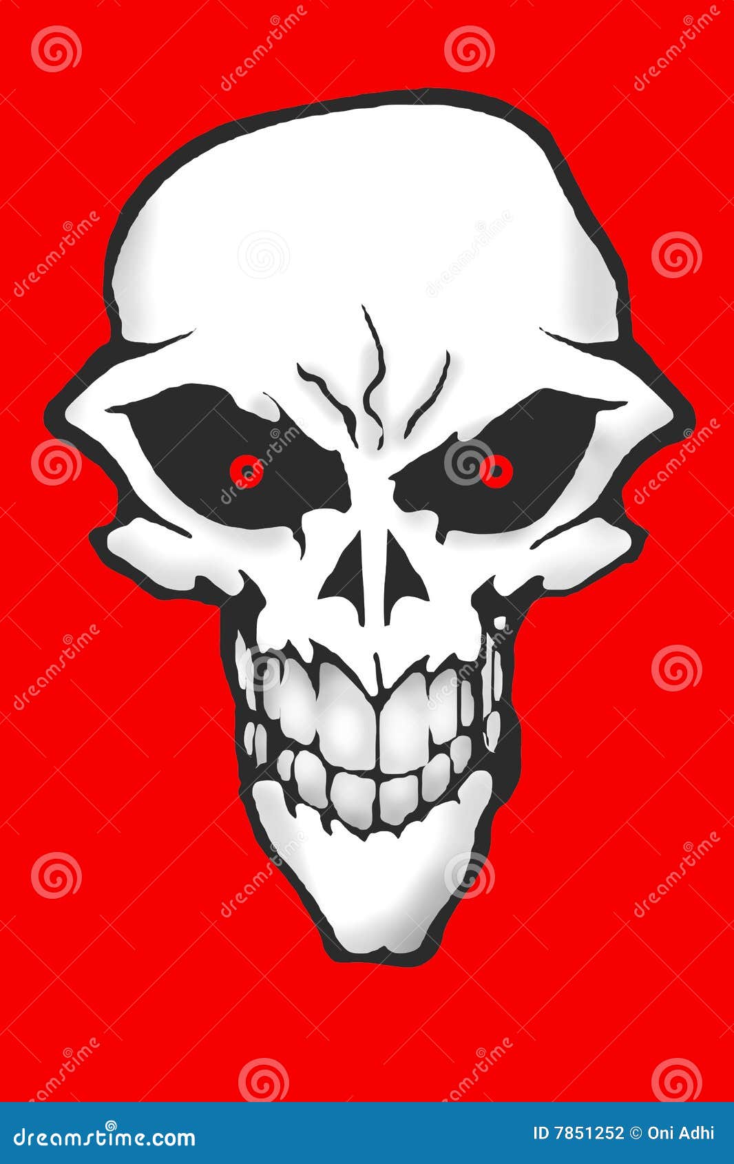Satan Face In Profile With Bared Teeth Isolated On White. Cartoon ...