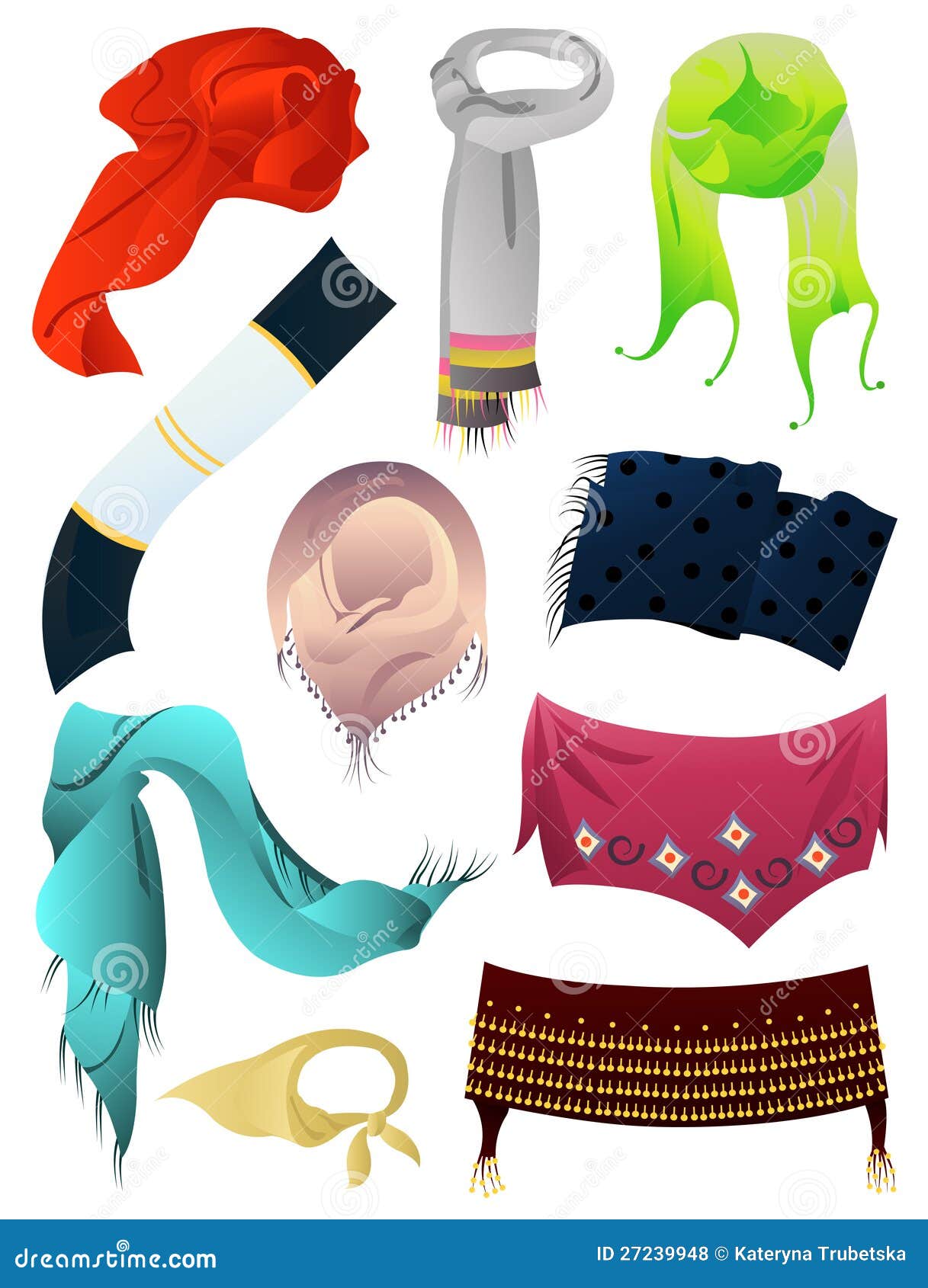 Scarves stock vector. Illustration of collection, fabric - 27239948