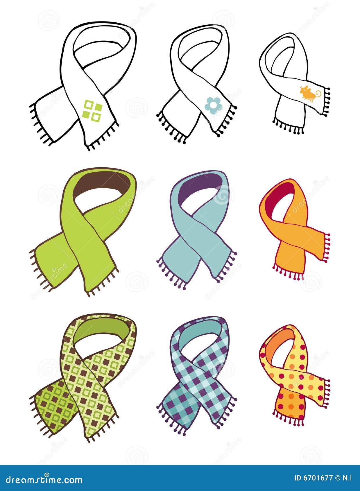 Scarves collection stock vector. Illustration of fashion - 6701677