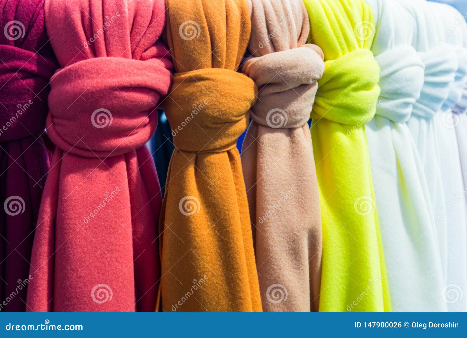 Scarves of Different Colors on the Counter Stock Photo - Image of ...