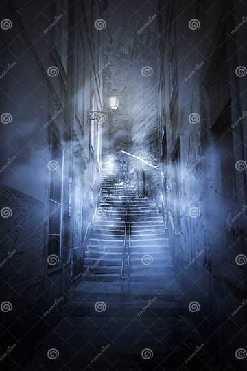 Scary alley stock image. Image of empty, blue, granite - 27491213