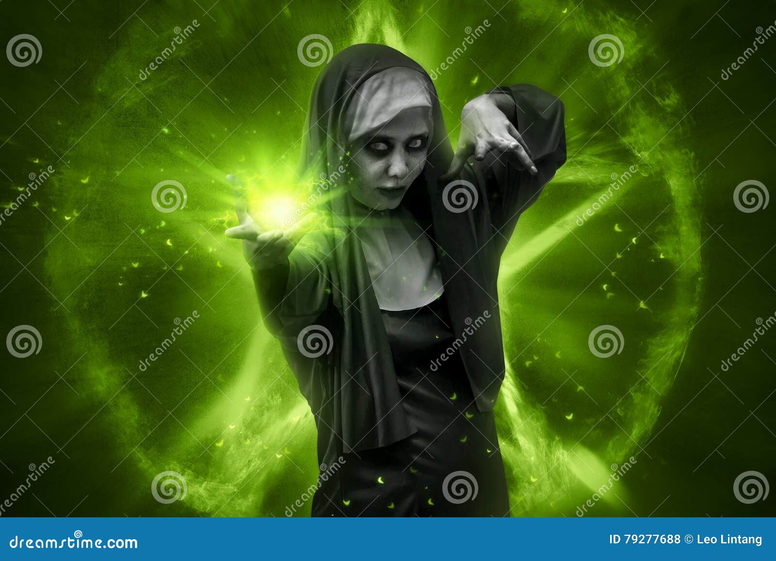 Scary Asian Nun Casting Spell Stock Photo - Image of mystery, adult ...