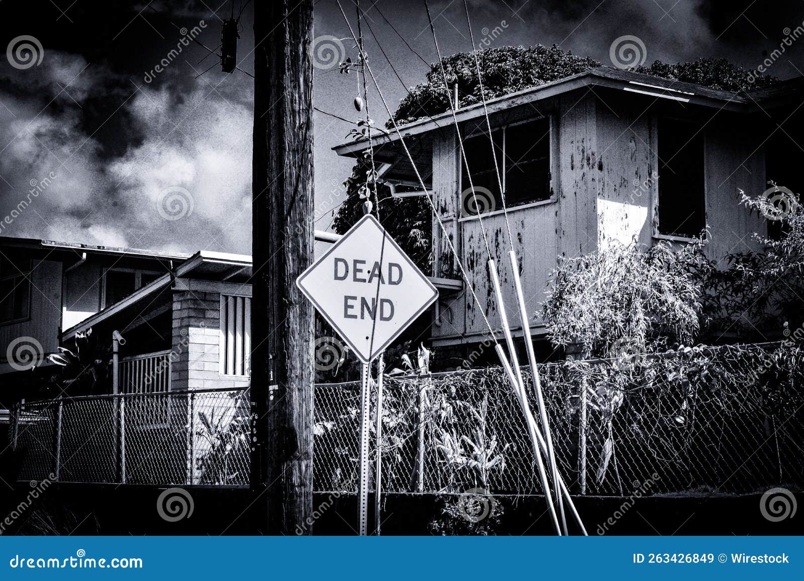 Scary House on Dead End Street Stock Image - Image of background ...