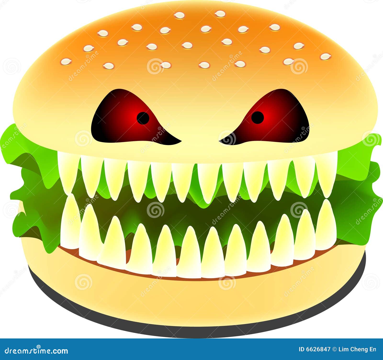 Scary Burger Cartoon Vector | CartoonDealer.com #6626847