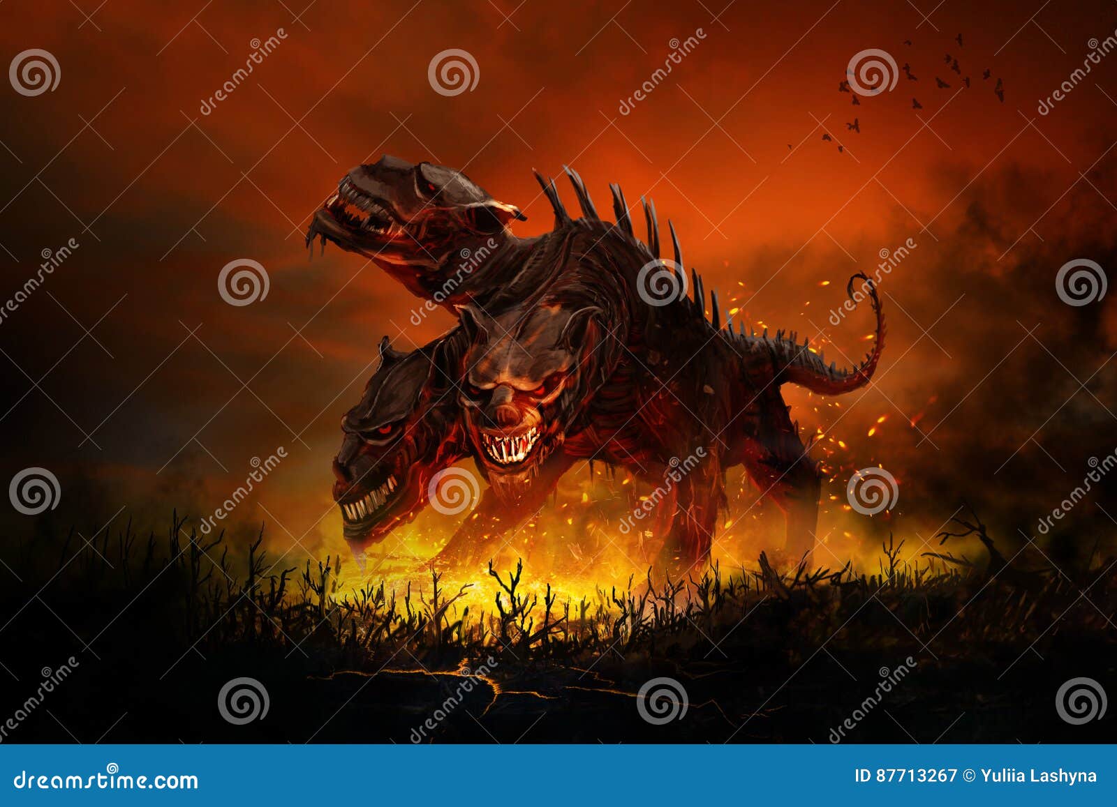 Scary Cerberus stock illustration. Illustration of greek - 87713267