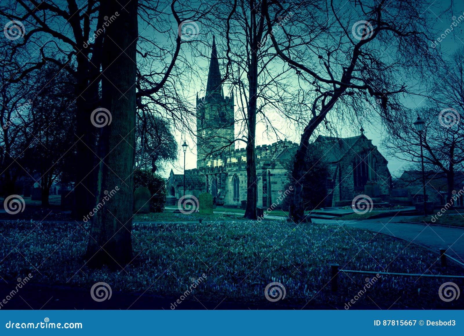 Scary Church Graveyard stock image. Image of grave, dark - 87815667