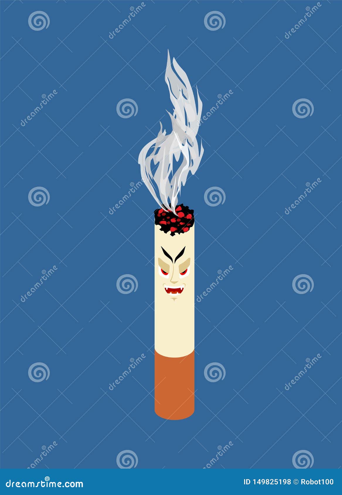Scary Cigarette. Evil Cigar Stock Vector - Illustration of head, dead ...