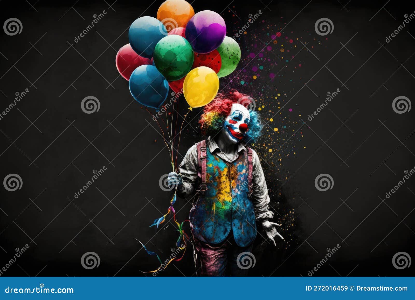 Scary Clown with Balloons, Created Using Generative Ai Technology Stock ...