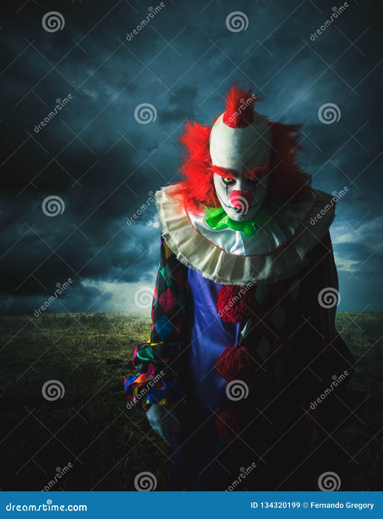 Scary Clown on a Dark Background Stock Image - Image of halloween ...