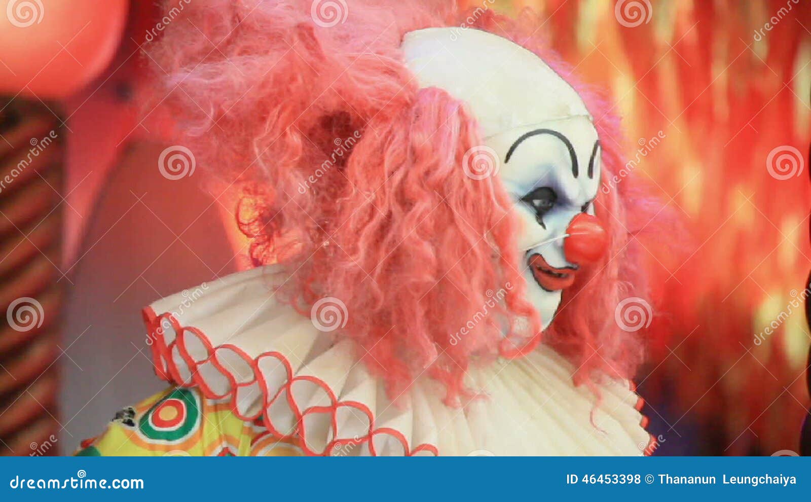 Scary clown robot smiling. stock footage. Video of halloween - 46453398