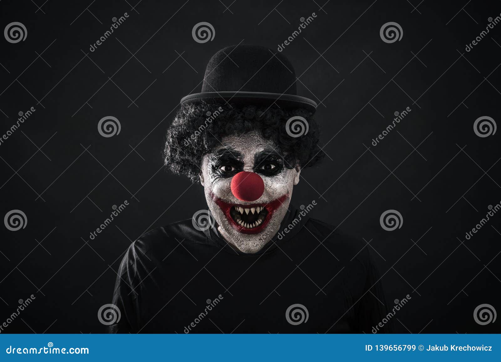 Scary Clown Showing His Sharp Pointy Teeth Stock Image - Image of ...