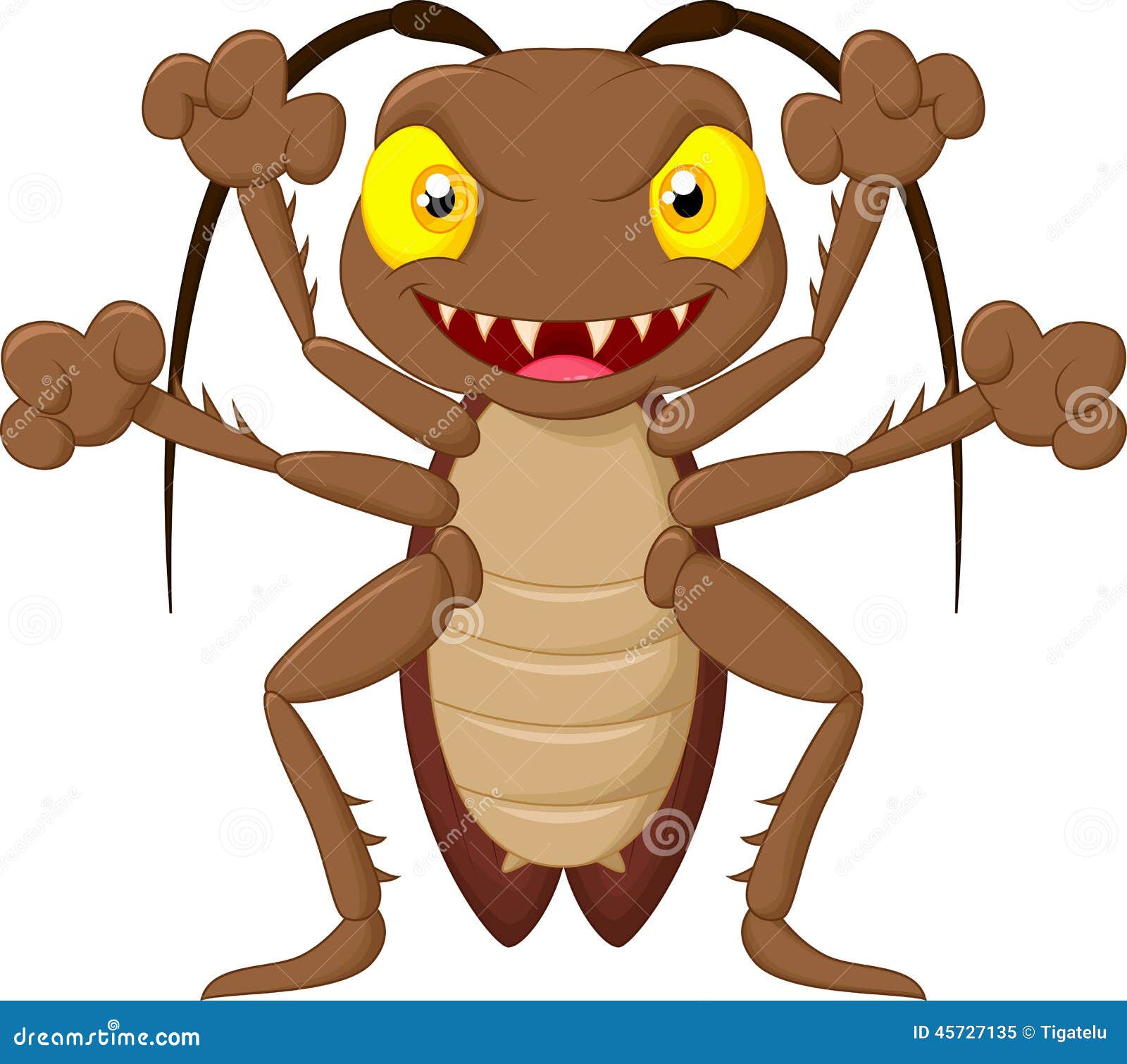 A Cockroach In Cartoon Style. Cute Cockroach Isolated On White ...