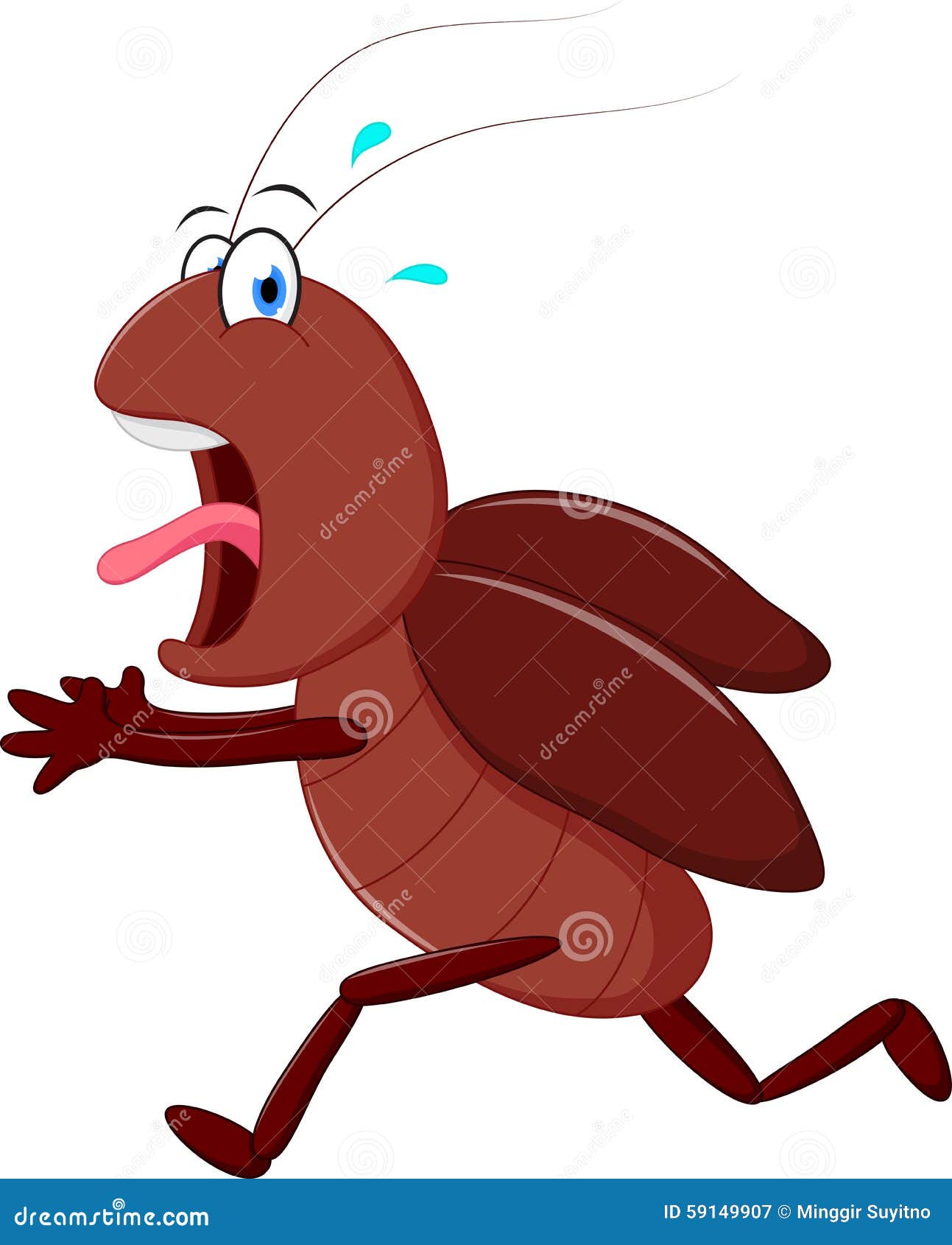 Scary Cockroach Running Cartoon Stock Vector - Illustration of happy ...