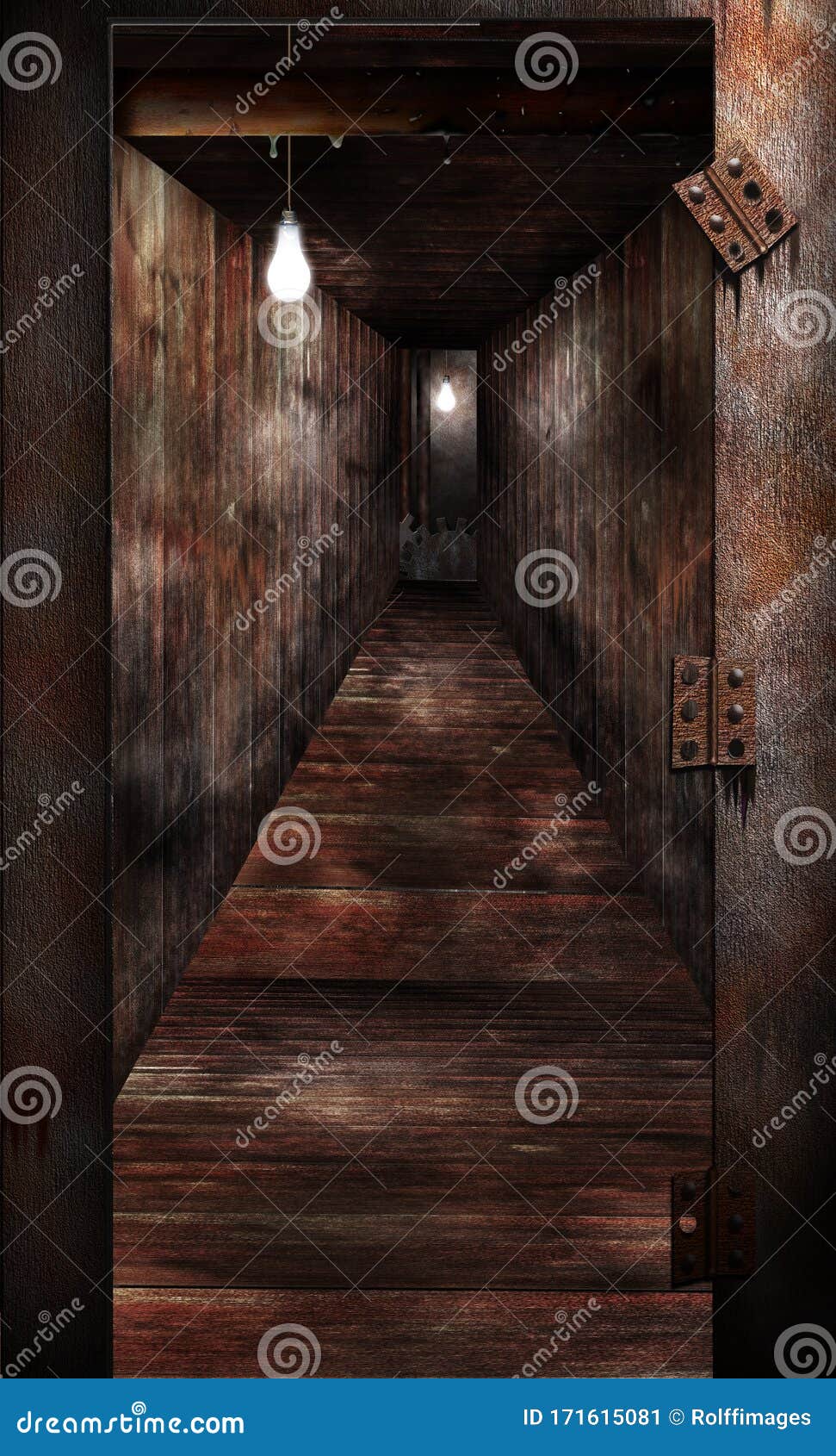 Scary corridor stock illustration. Illustration of illuminated - 171615081