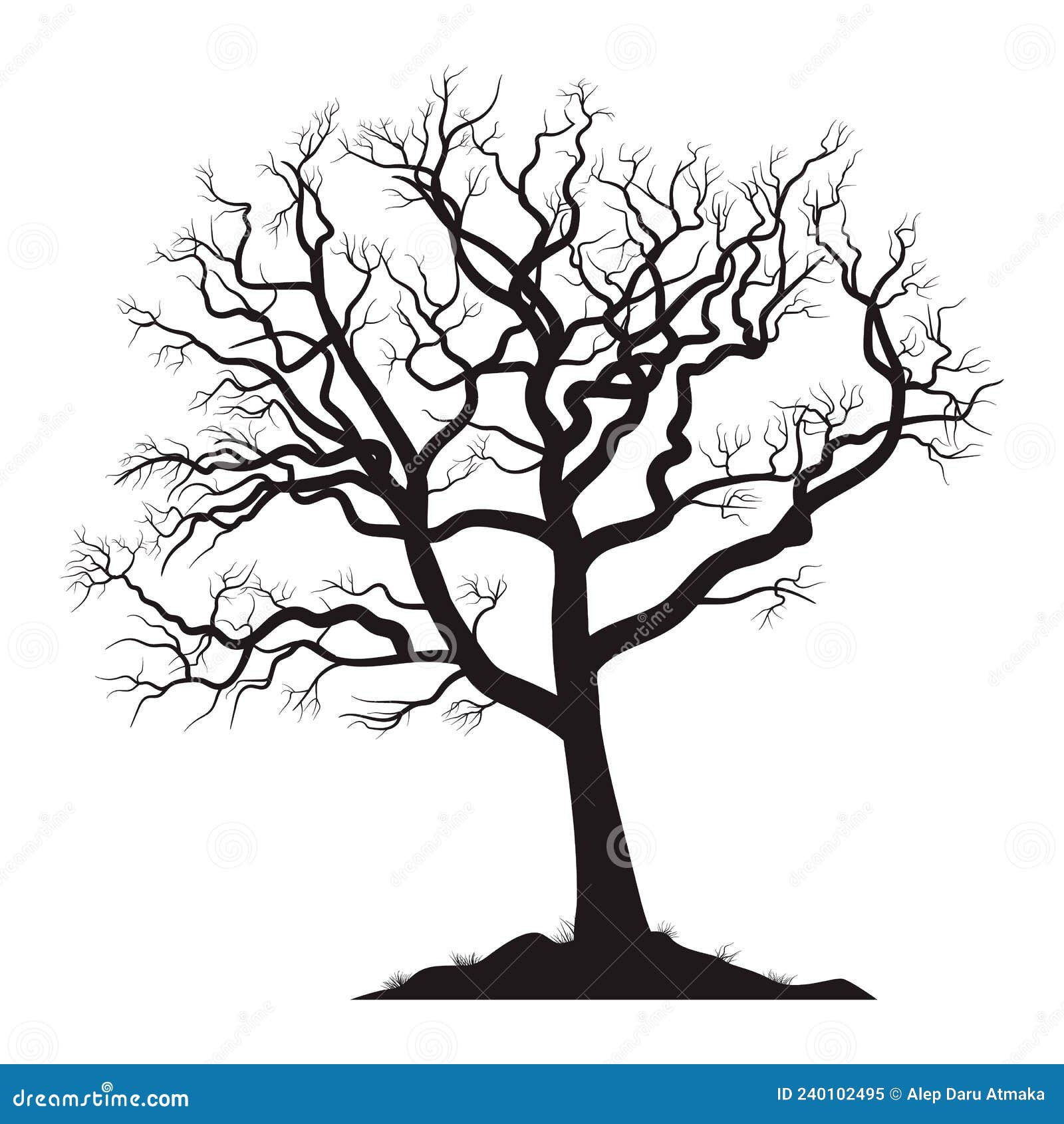 Scary Dead Withered Tree Watercolor Illustration Set, Vector ...