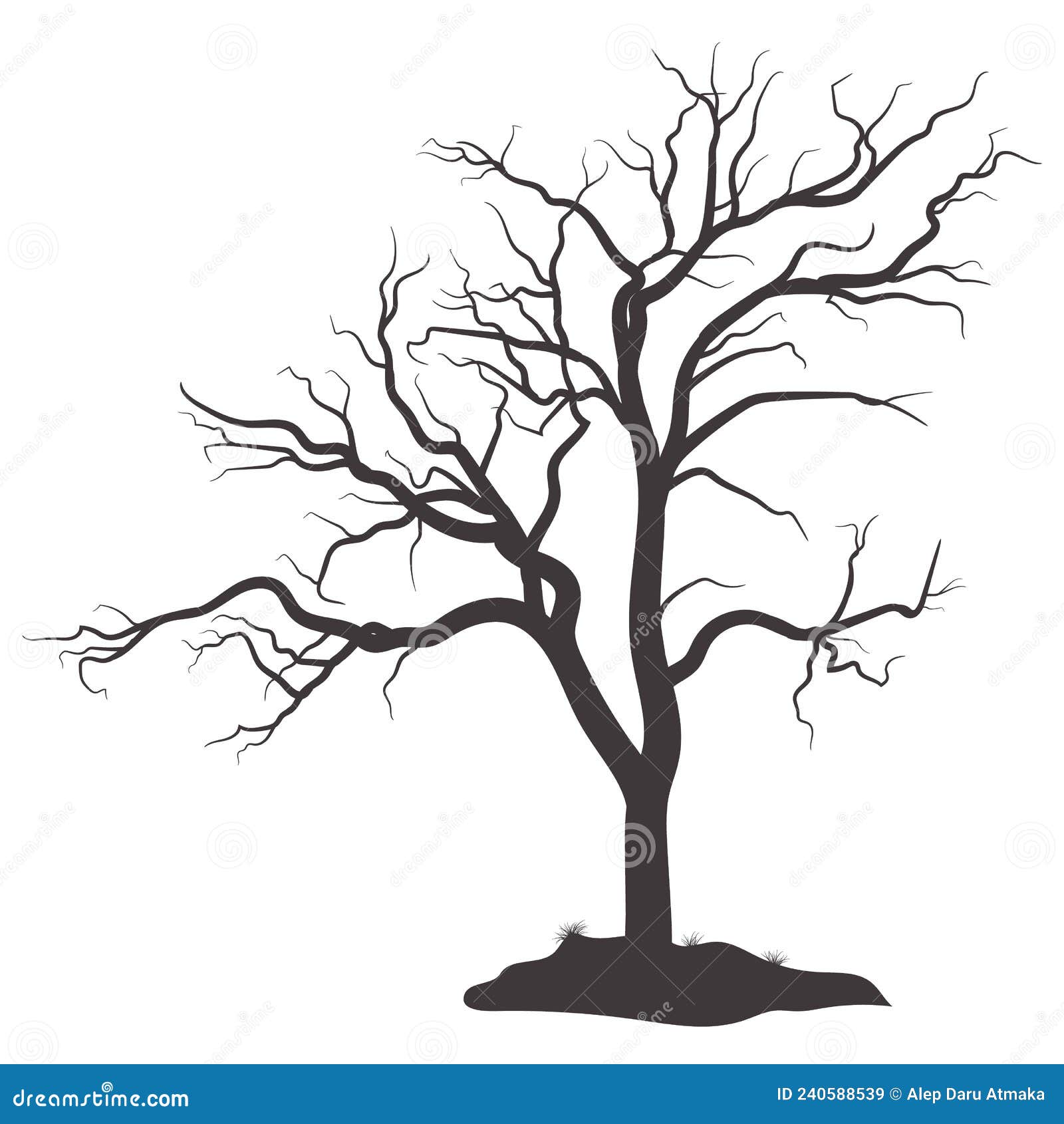Scary Dead Tree Silhouette Image Stock Vector - Illustration of spooky ...