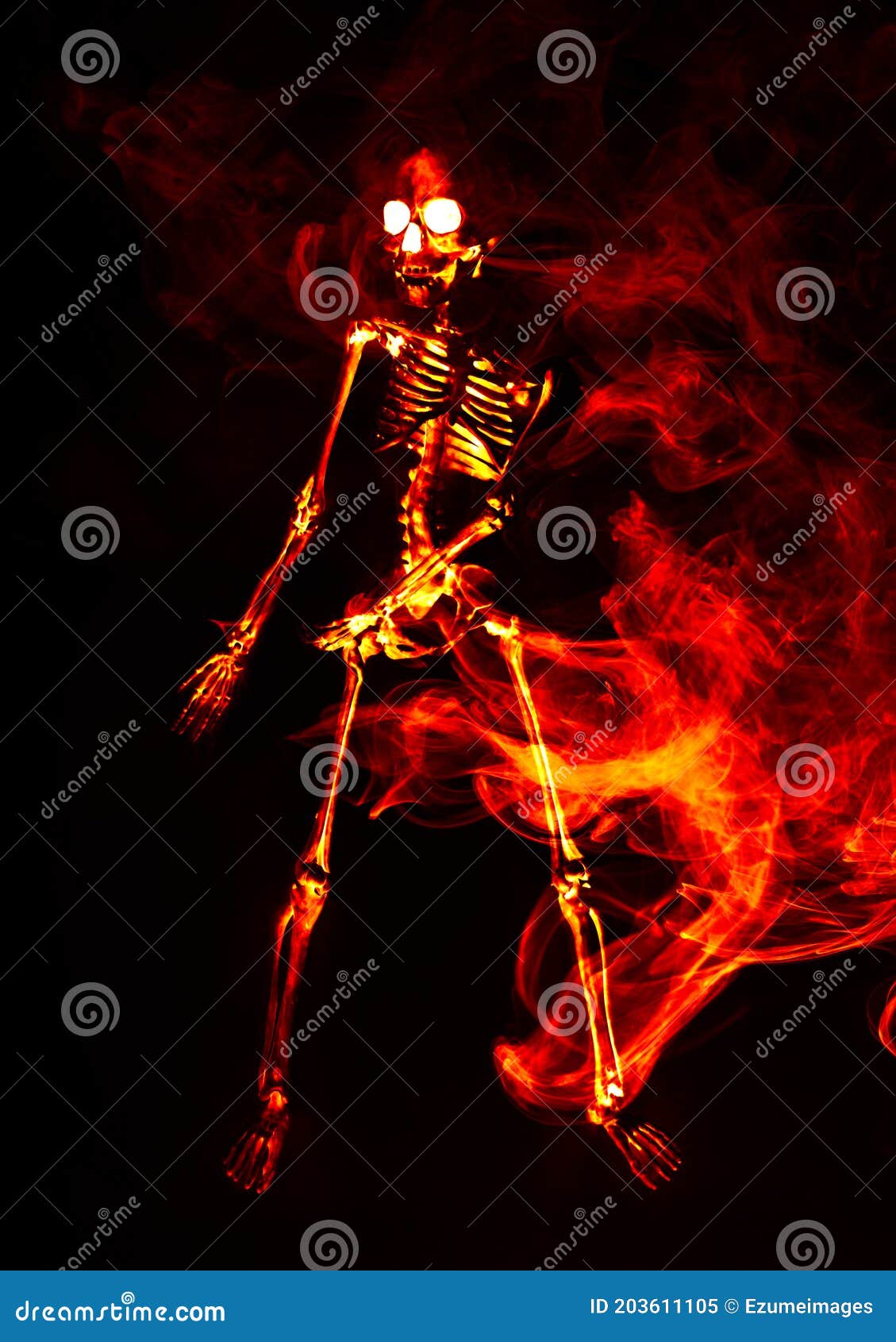 Dancing Halloween Skeleton Fire Stock Image - Image of frightening ...