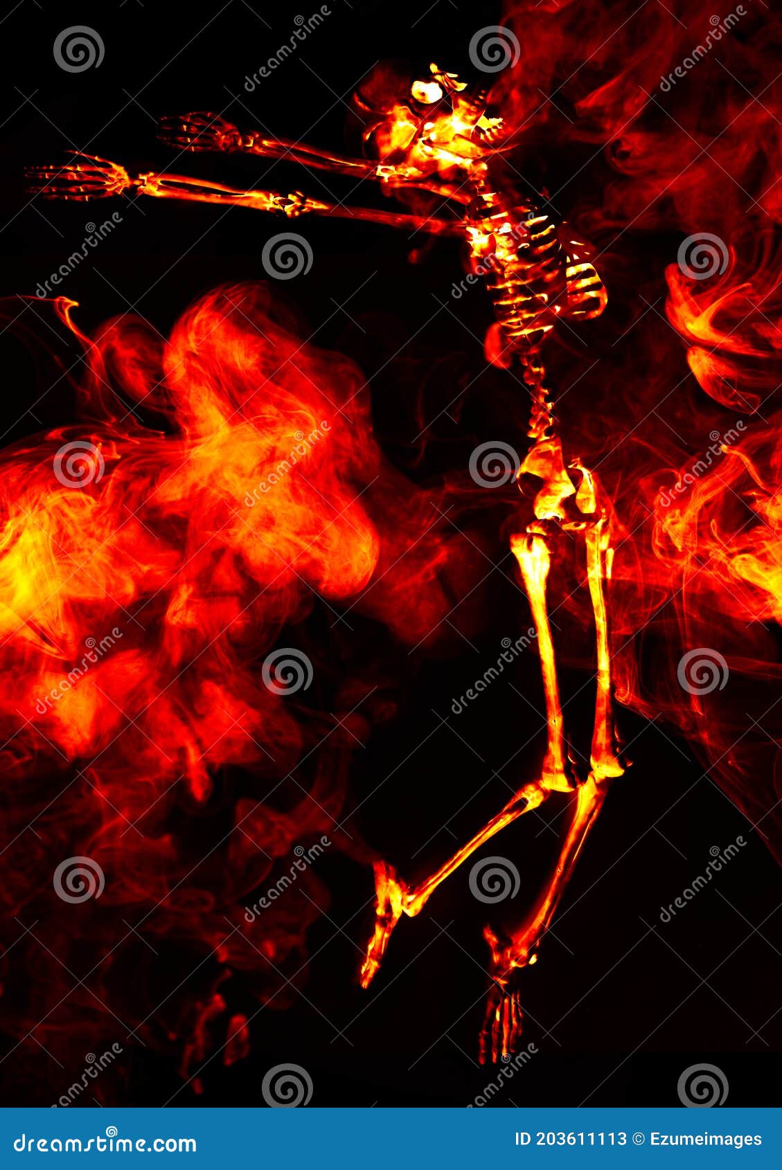 Dancing Halloween Skeleton Fire Stock Image - Image of dancer, fire ...