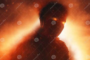 Scary Devil Burning Fire Flames Stock Image - Image of death, darkness ...