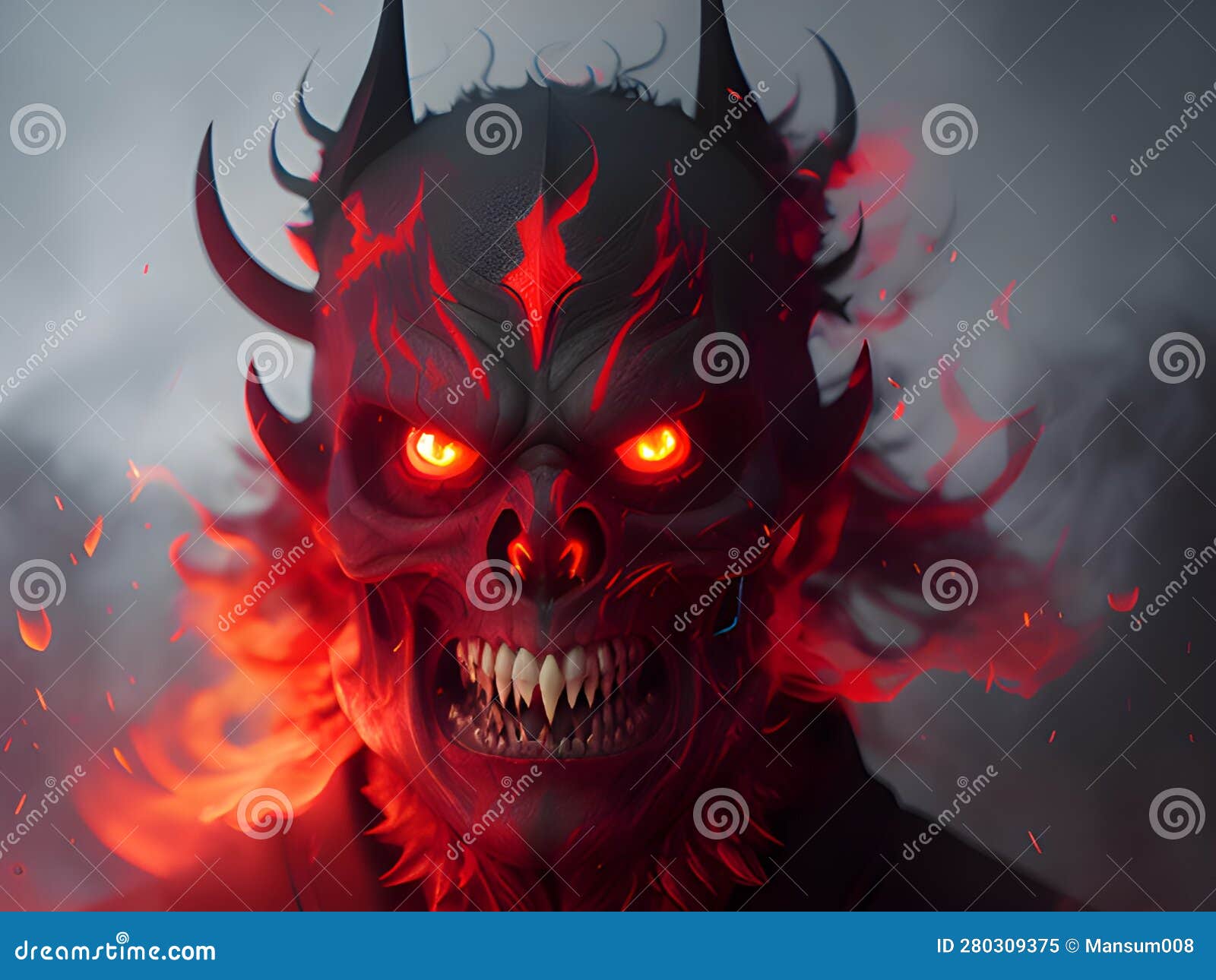 Scary Devil Motorcycle: Realistic Hyper-detailed Rendering Royalty-Free ...