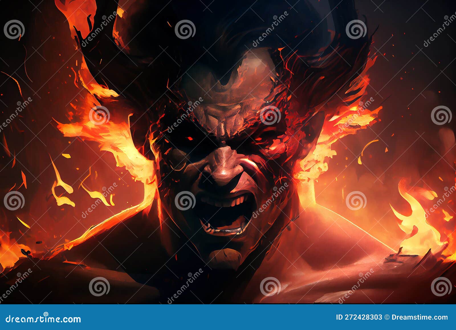 Scary devil scream stock illustration. Illustration of inferno - 272428303
