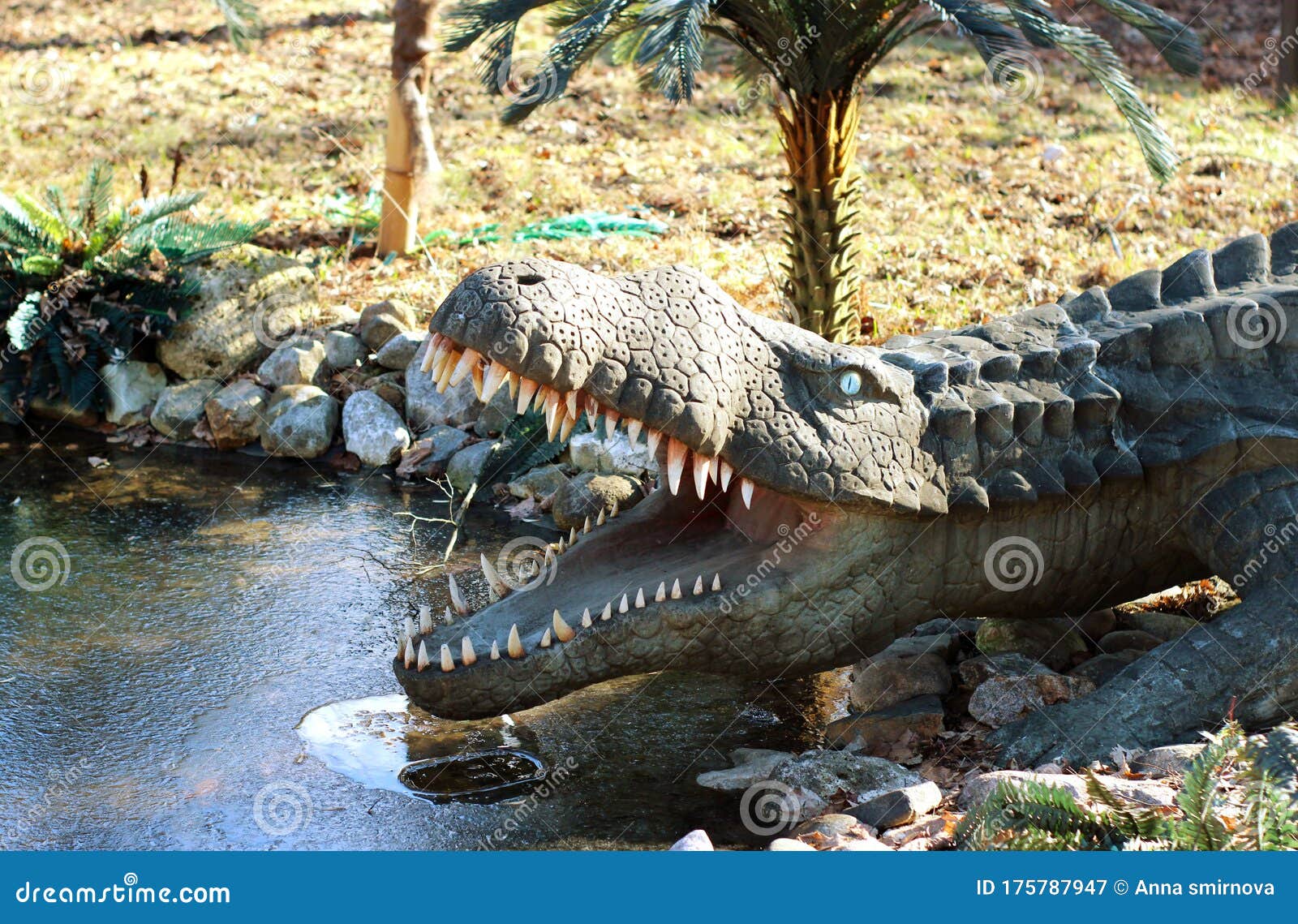 Scary Dinosaurs in the Park, Predators with Big Teeth Stock Image ...