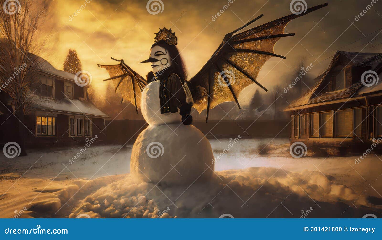 A Scary Dragon Snow Lady on a Cold Day Stock Illustration ...