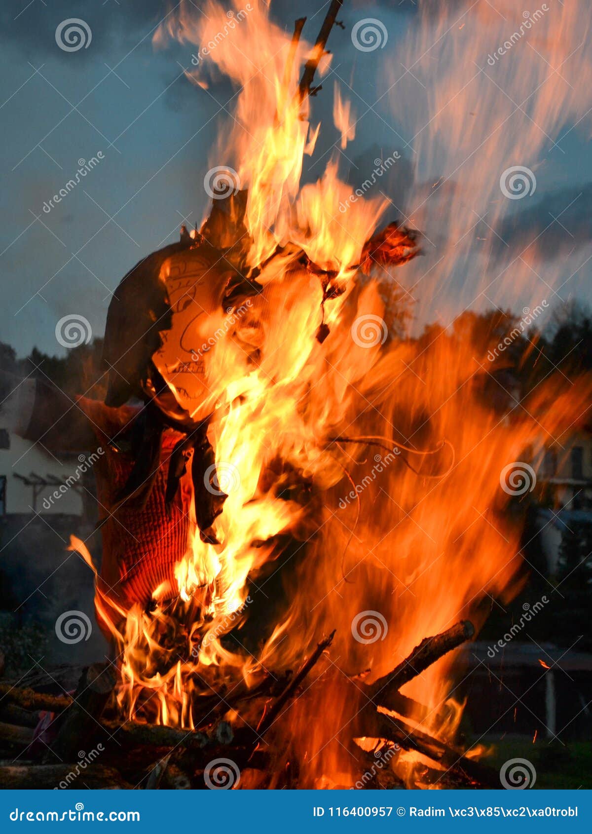 A Scary Evening of Burning Witches Stock Image - Image of night ...