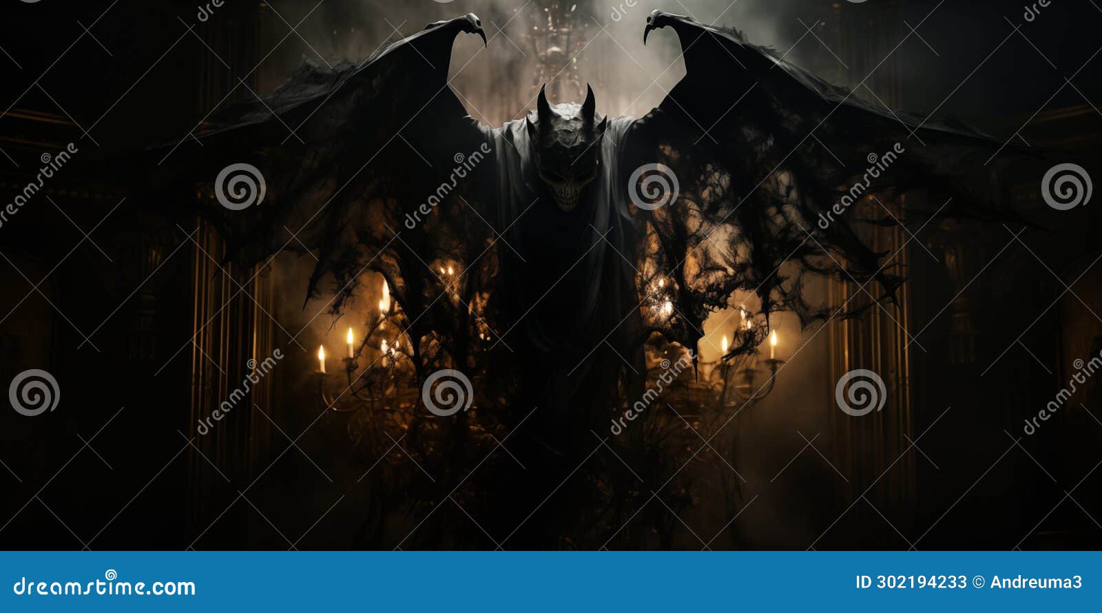 Scary Evil Bat Vampire Monster in Dark Room with Smoke Stock ...