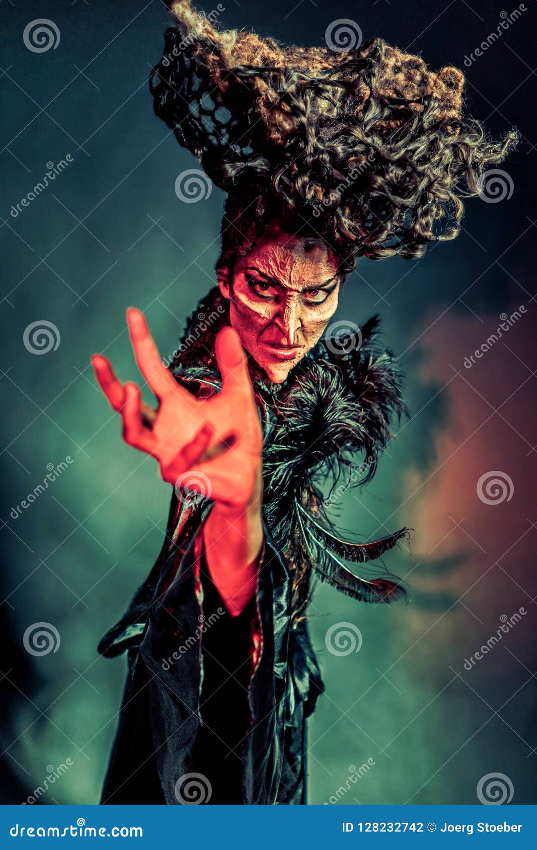 Scary Witch Casting a Spell Stock Photo - Image of magician, fear ...