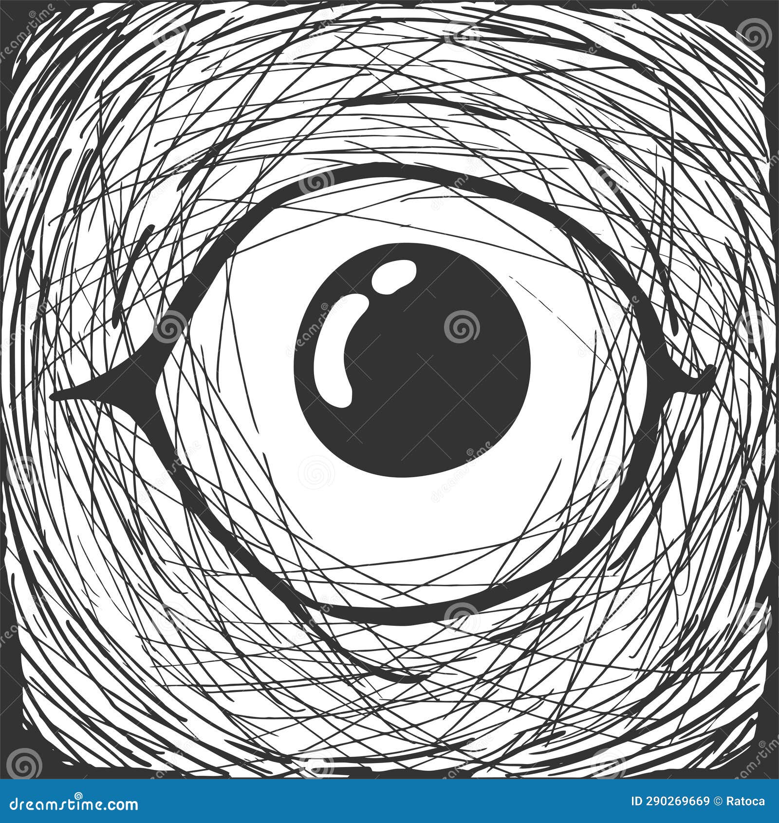 Scary eye draw stock vector. Illustration of young, mystery - 290269669