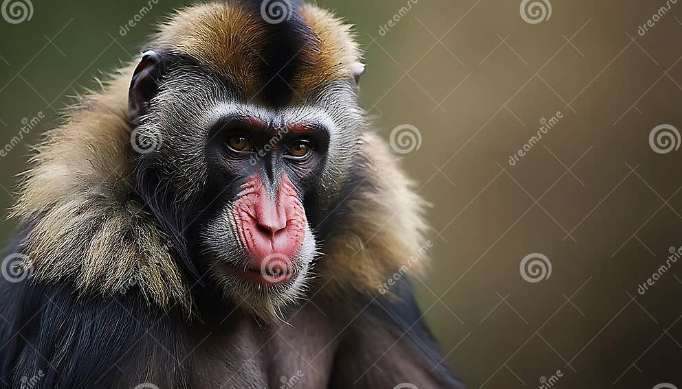 The Scary Face of a Mandrill Monkey Stock Illustration - Illustration ...