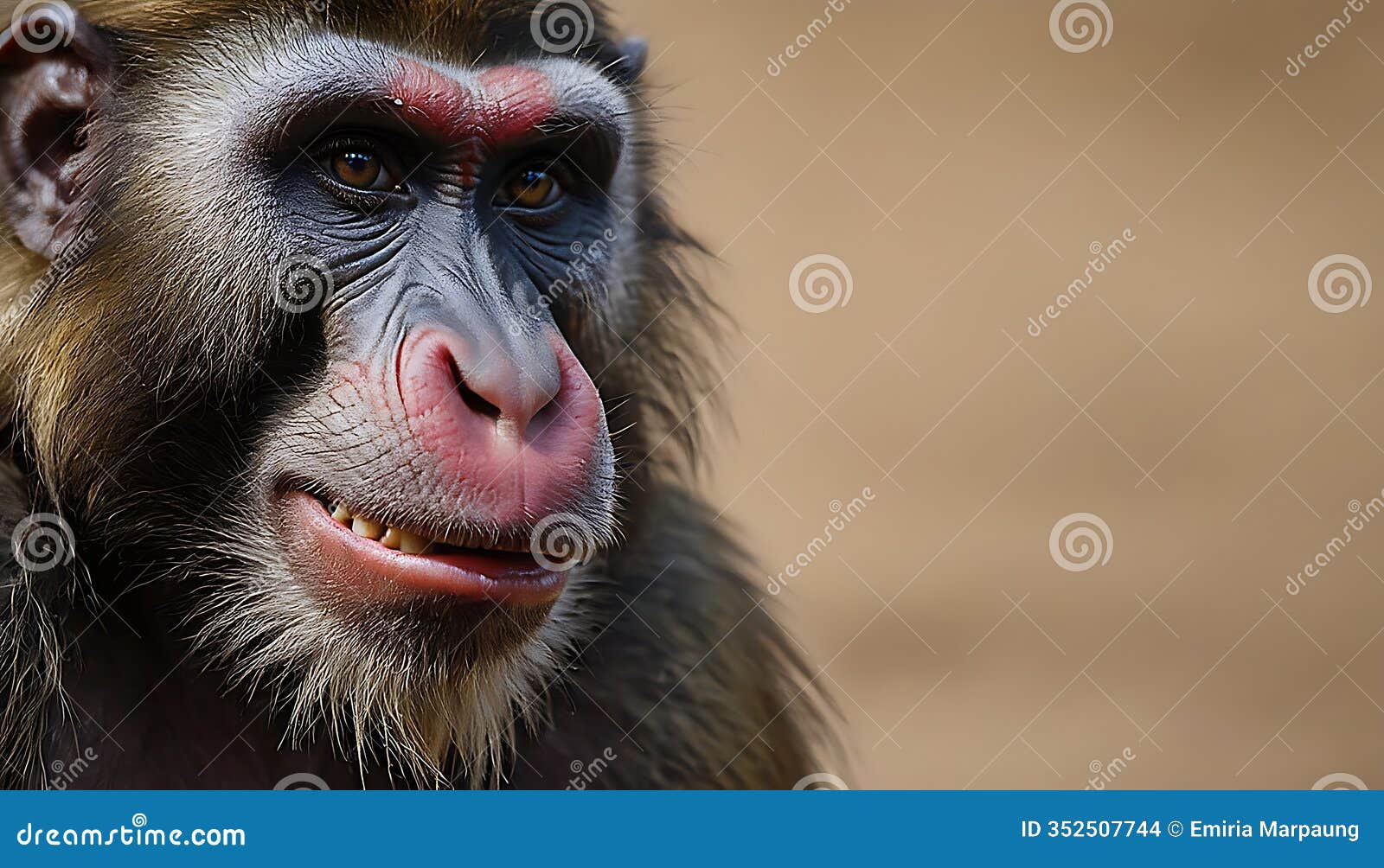 The Scary Face of a Mandrill Monkey Stock Illustration - Illustration ...