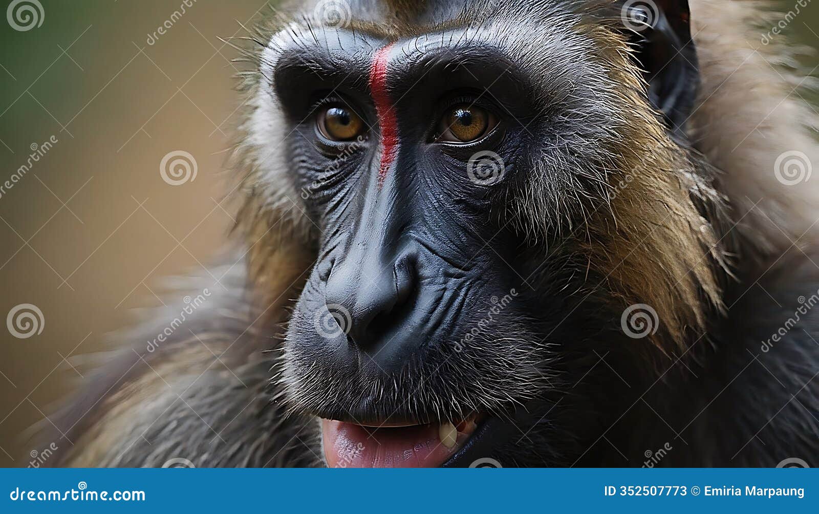 The Scary Face of a Mandrill Monkey Stock Illustration - Illustration ...