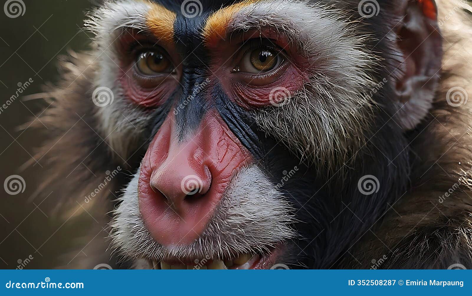 The Scary Face of a Mandrill Monkey Stock Illustration - Illustration ...