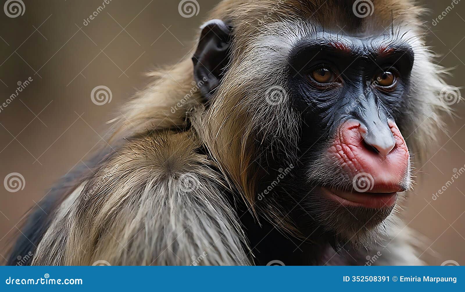 The Scary Face of a Mandrill Monkey Stock Illustration - Illustration ...