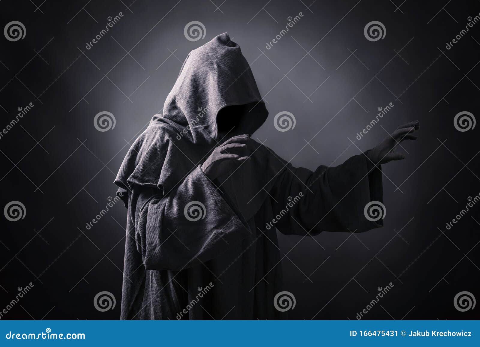Scary Figure With Mask In Hooded Cloak Stock Image | CartoonDealer.com ...