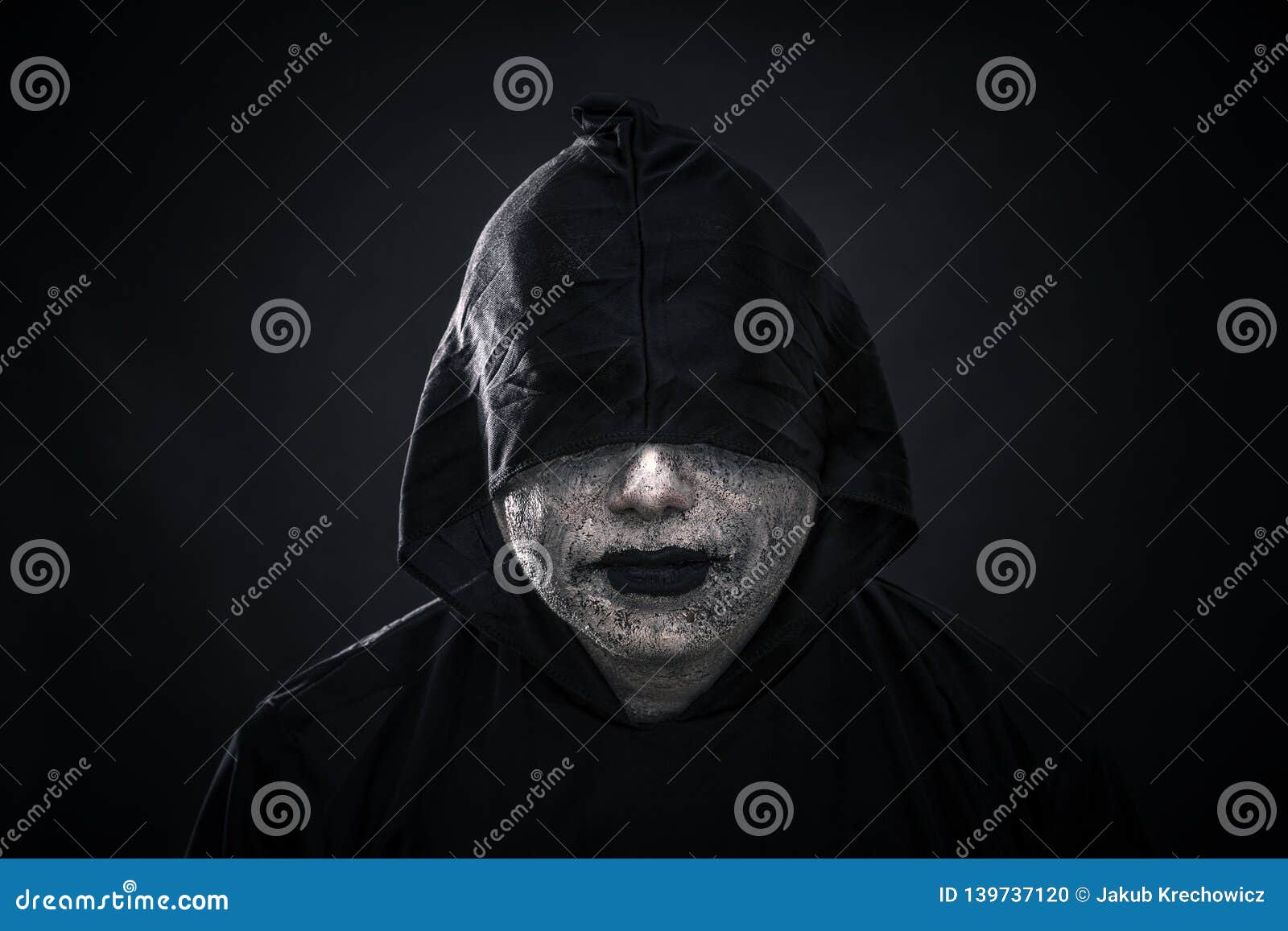 Scary Figure in Hooded Cloak Stock Photo - Image of hood, haunted ...