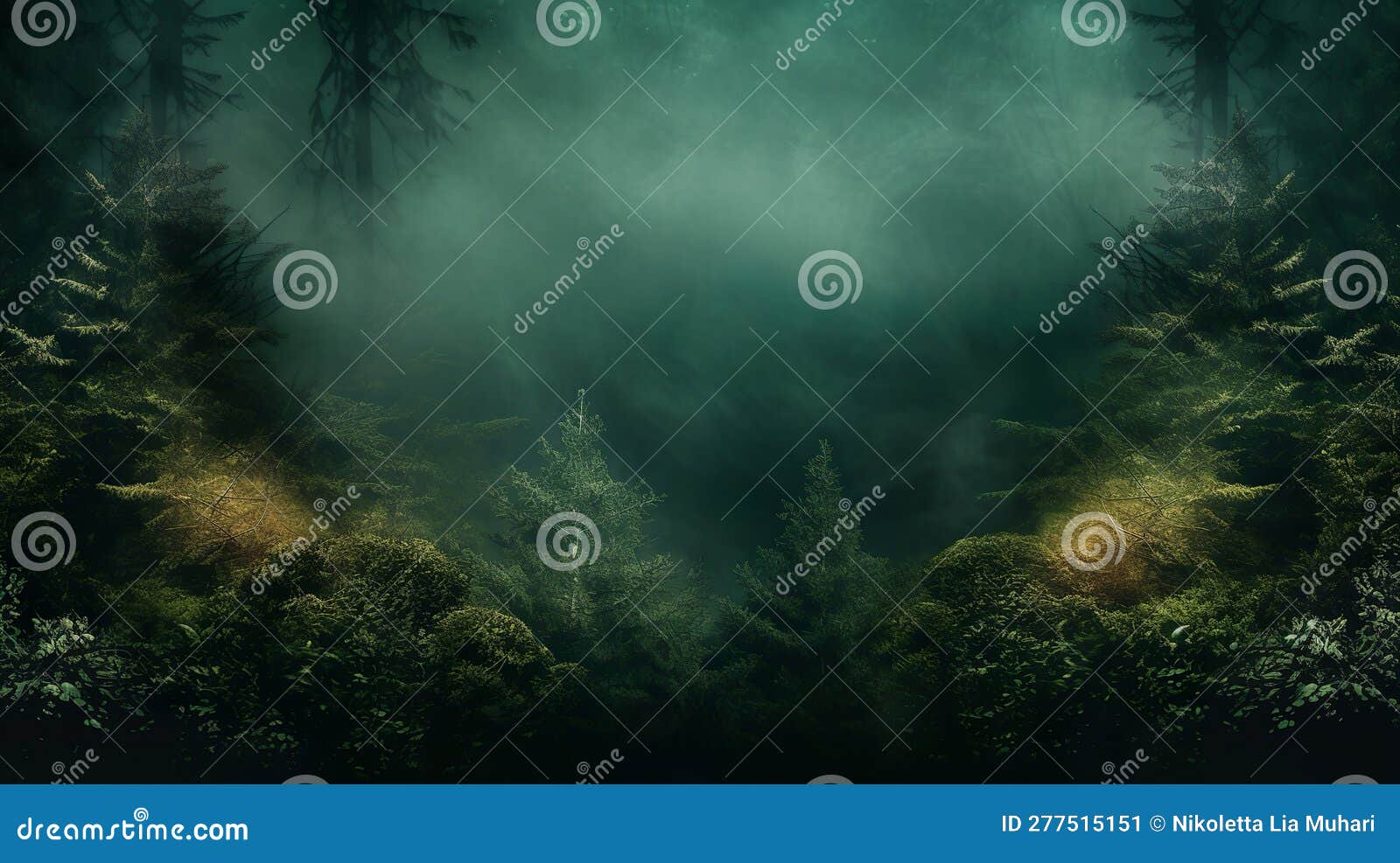 Scary and Foggy Forest Background with Empty Space, Generative AI Stock ...