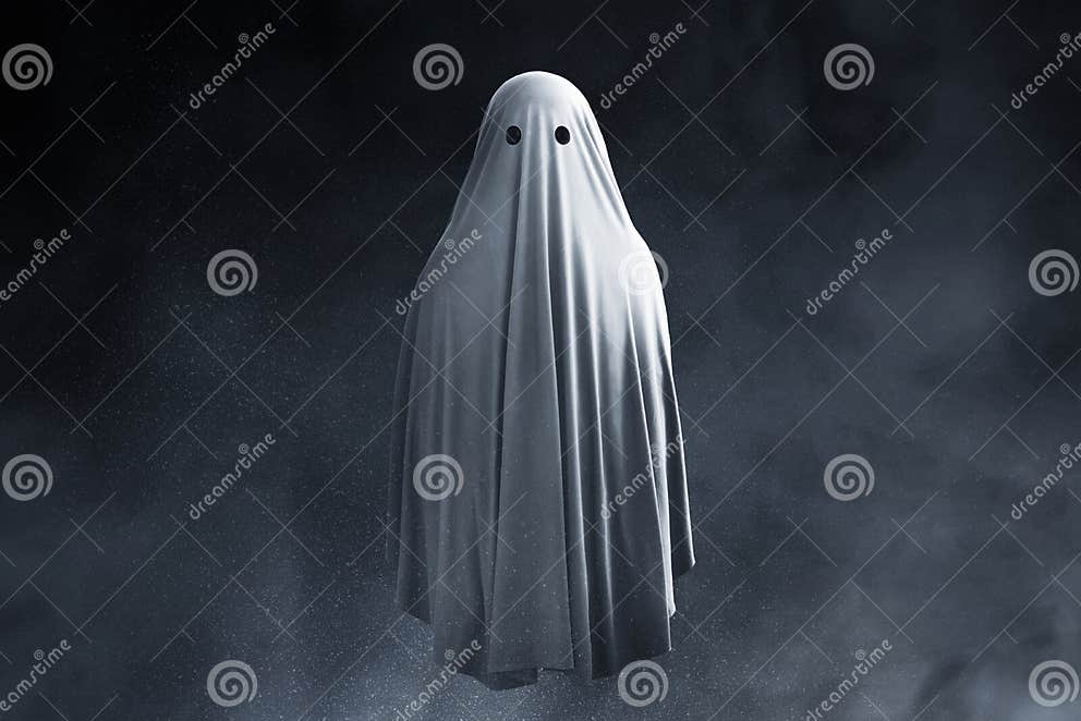 Scary Ghost on Dark Background Stock Image - Image of horror, light ...