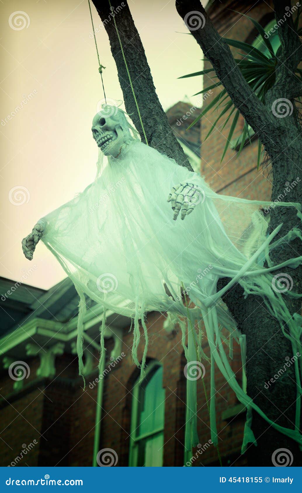 Scary Ghost Decoration for Halloween Outside of House Stock Image ...