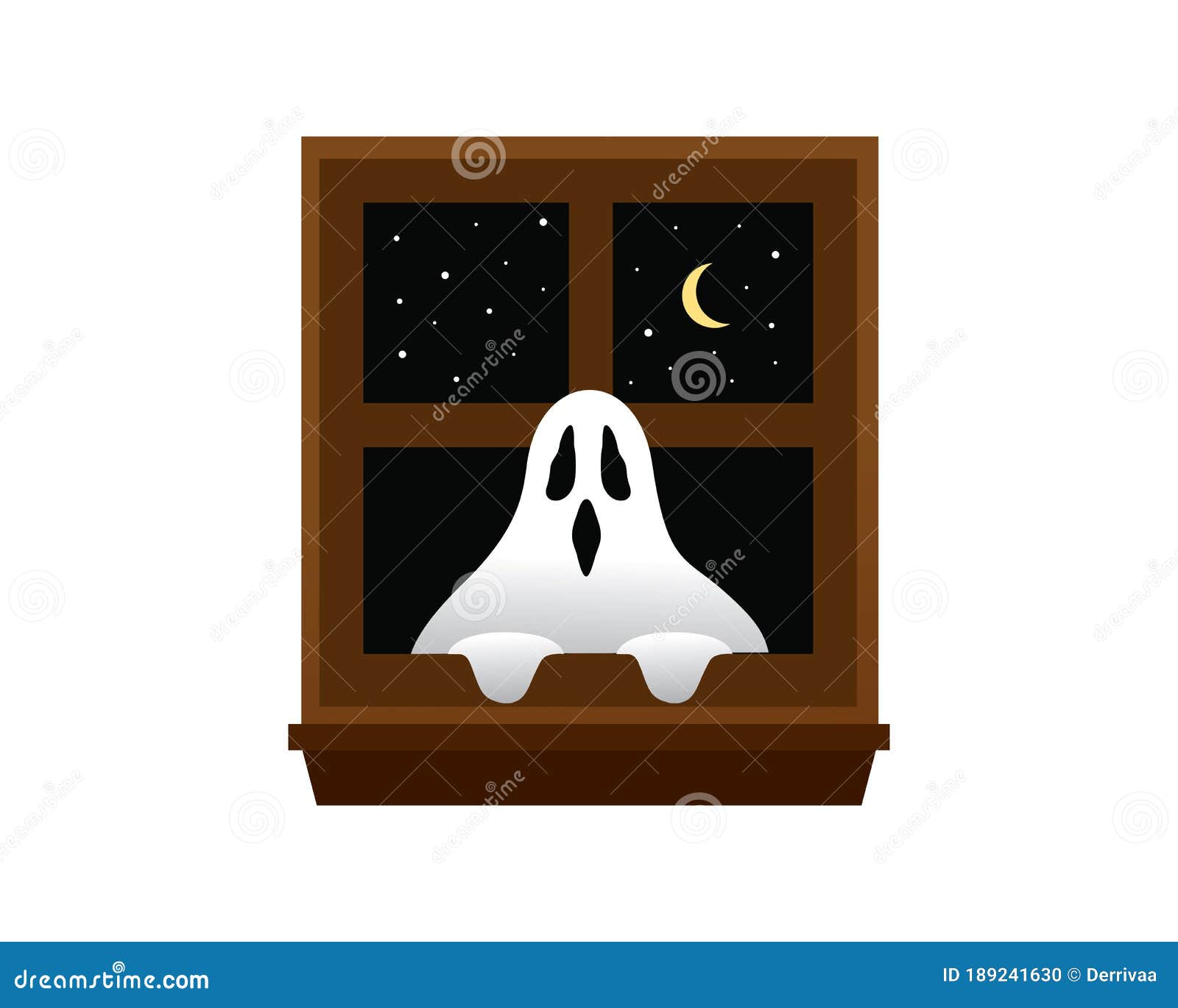 Scary Ghost Flashing within Window Stock Vector - Illustration of ghost ...