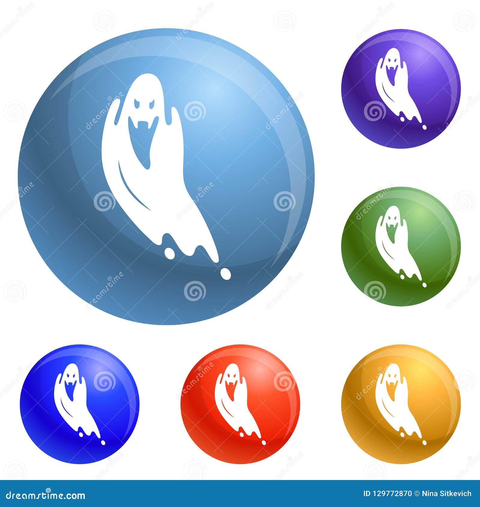 Scary Ghost Icons Set Vector Stock Vector - Illustration of evil, icon ...