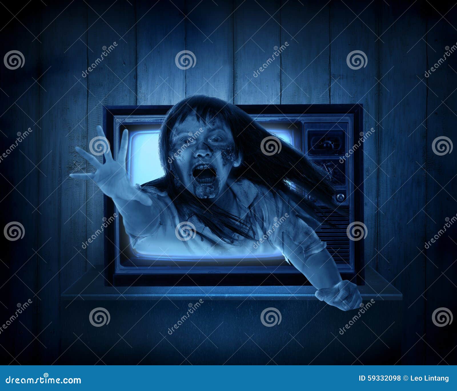 Scary Ghost Out from Old Television Stock Photo - Image of haunted ...