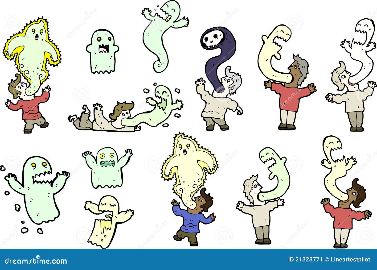 Scary ghost and people stock illustration. Illustration of ghost - 21323771