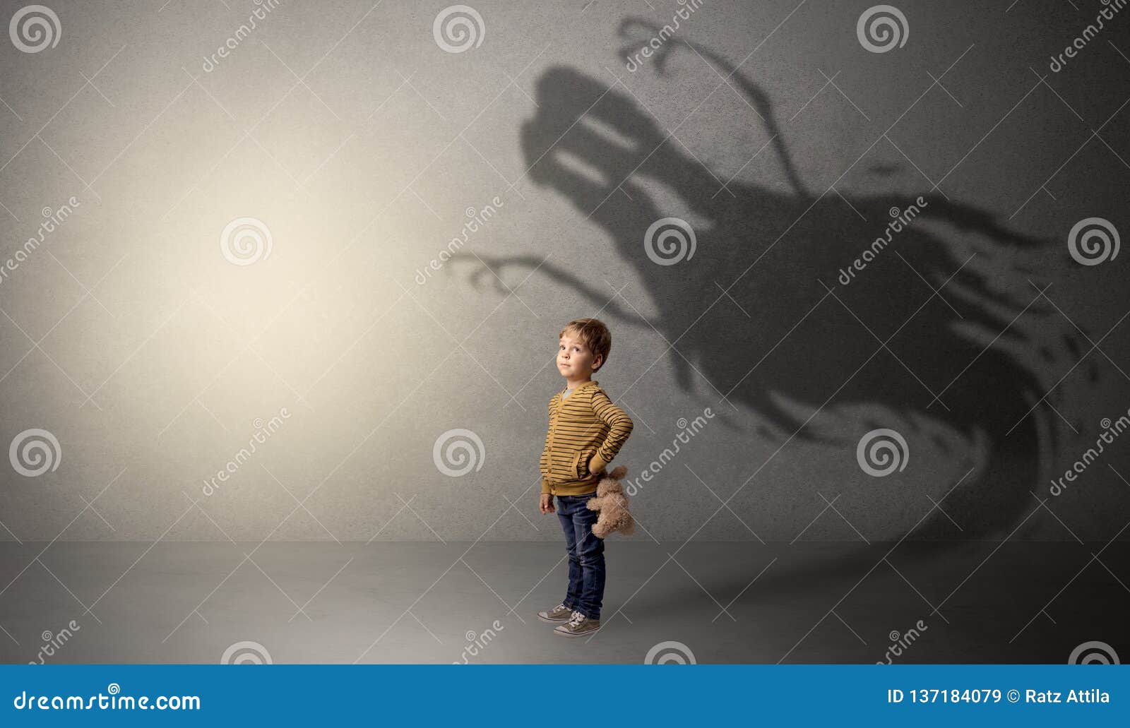 Scary Ghost Shadow Behind Kid Stock Image - Image of dismal, scared ...